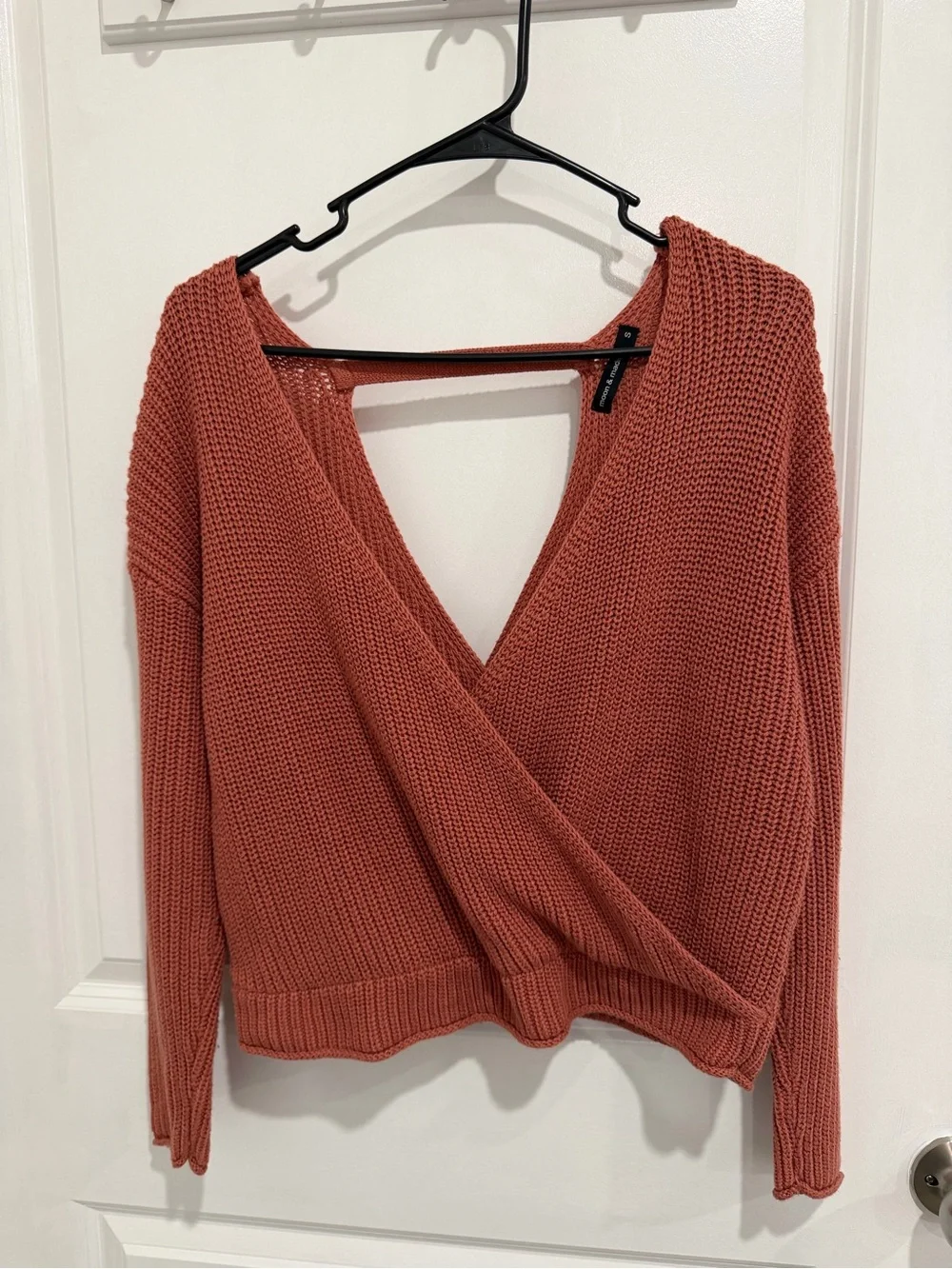 moon & madison | Sweaters | Moon Madison Rust Wrap Vneck Knit Sweater ...